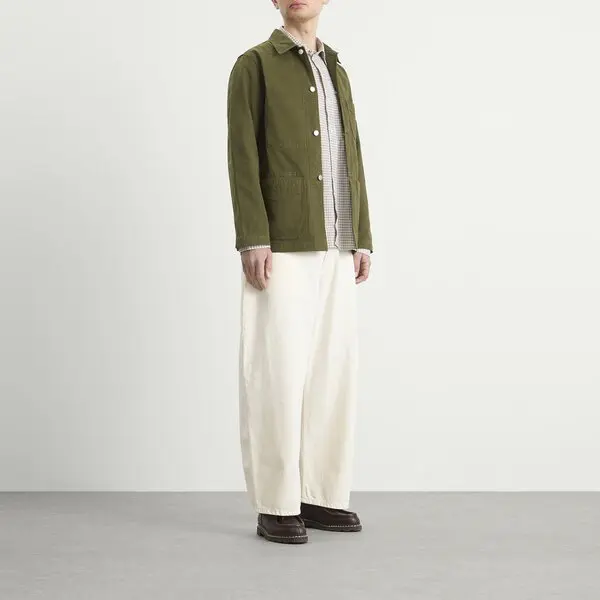 DRAKE'S Canvas Chore Jacket - Olive