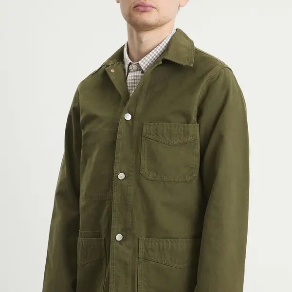 DRAKE'S Canvas Chore Jacket - Olive