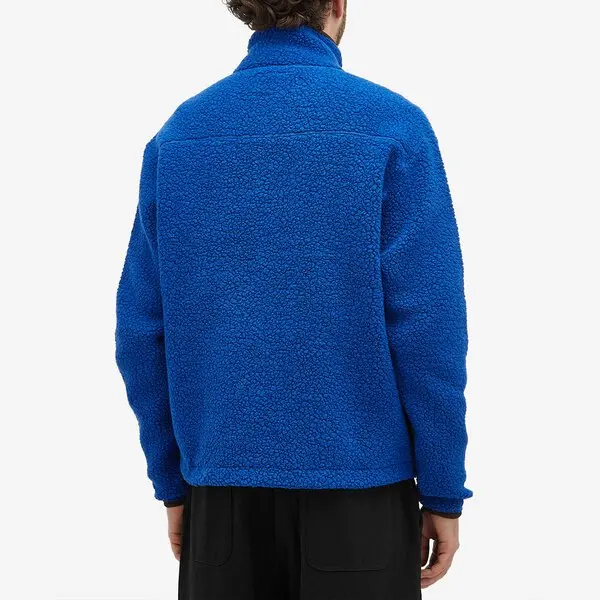 DRAKE'S Boucle Wool Zip Fleece Jacket - Blue