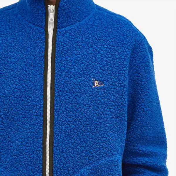 DRAKE'S Boucle Wool Zip Fleece Jacket - Blue