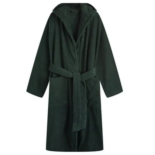 TEKLA Terry Hooded Bathrobe - Forest Green