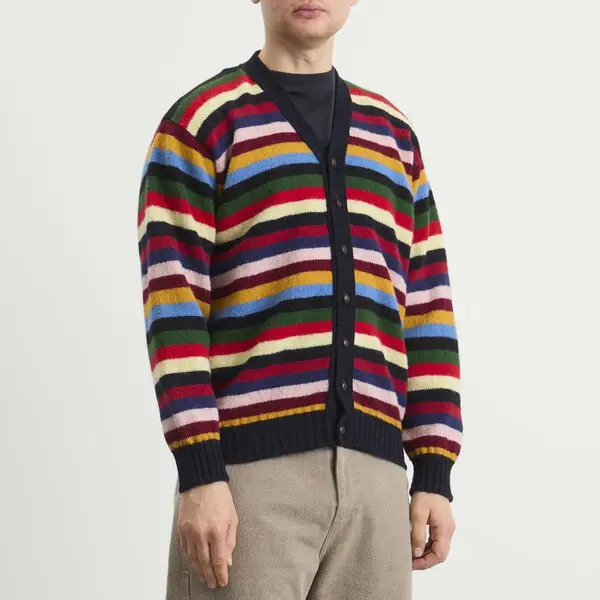 JAMIESON'S OF SHETLAND Stripe V-neck Cardigan - Multi