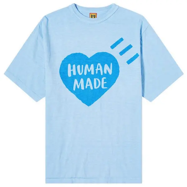 Human Made Garment Dyed Big Heart T-Shirt In Blue - 20% Off