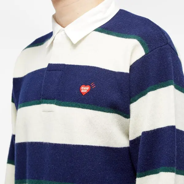 Human Made Rugby Knit Sweater In Navy - 45% Off | Editorialist