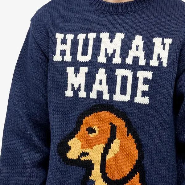 Human Made Dachs Knit Sweater In Navy - 25% Off | Editorialist
