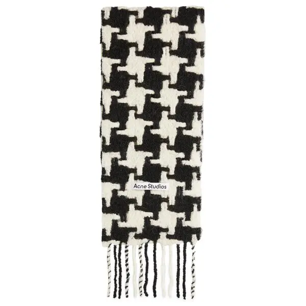 Acne Studios Vadik Houndstooth Scarf - White/black