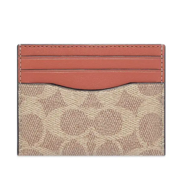 COACH® Signature Card Holder - Tan/rust