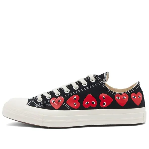 Play Comme Des Garcon X Converse Multi Heart Low Sneakers - Black
