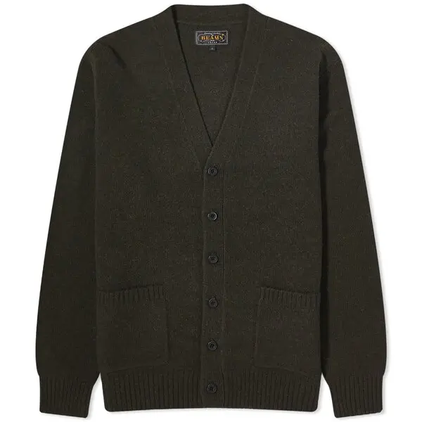 BEAMS 7g Elbow Patch Cardigan