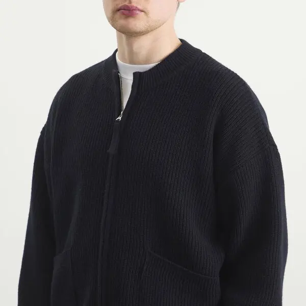 FRIZMWORKS Wool Deck Zip Cardigan - Navy
