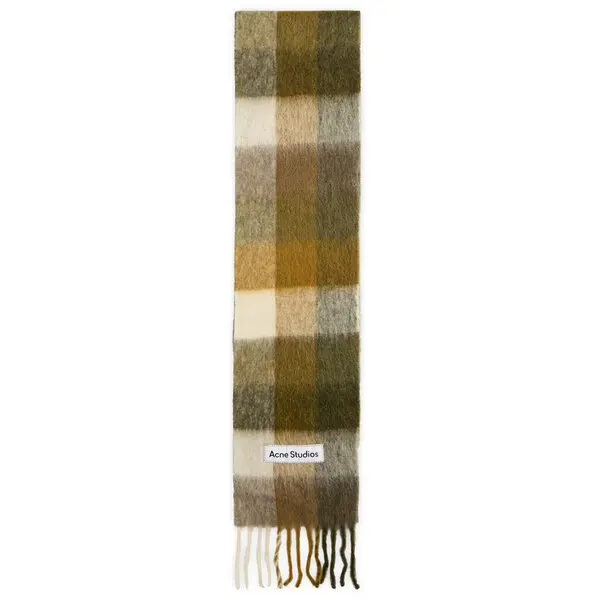 Acne Studios Vally Checked Scarf - Taupe/green/black