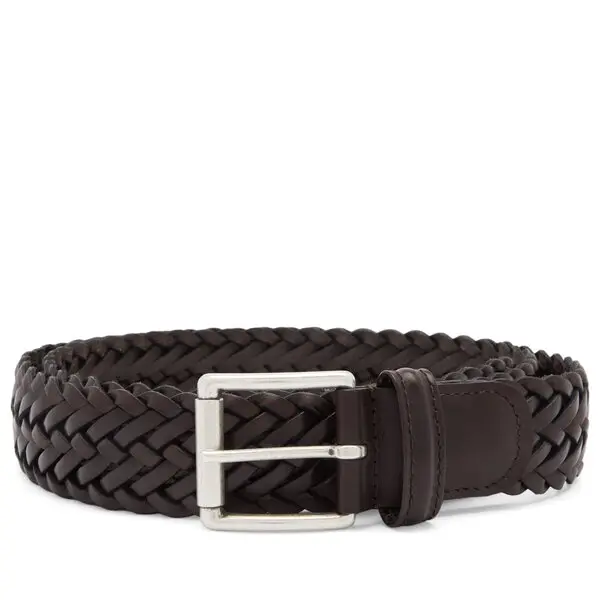Anderson's Woven Leather Belt - Dark Brown