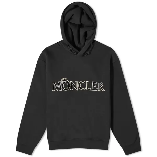 Moncler Dragon Flocked Logo Popover Hoodie