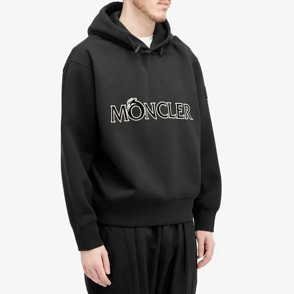 Moncler Dragon Flocked Logo Popover Hoodie