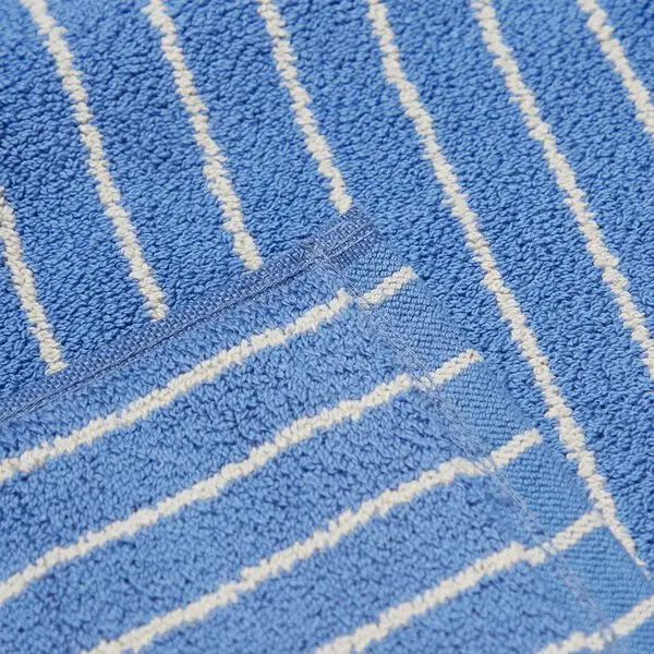 TEKLA Organic Terry Bath Mat - Clear Blue Stripes