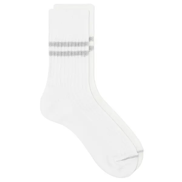 ROTOTO Hemp Organic Cotton Stripe Socks - White/grey White