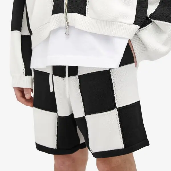 Cole Buxton Checkered Knit Shorts In Black/White - 50% Off