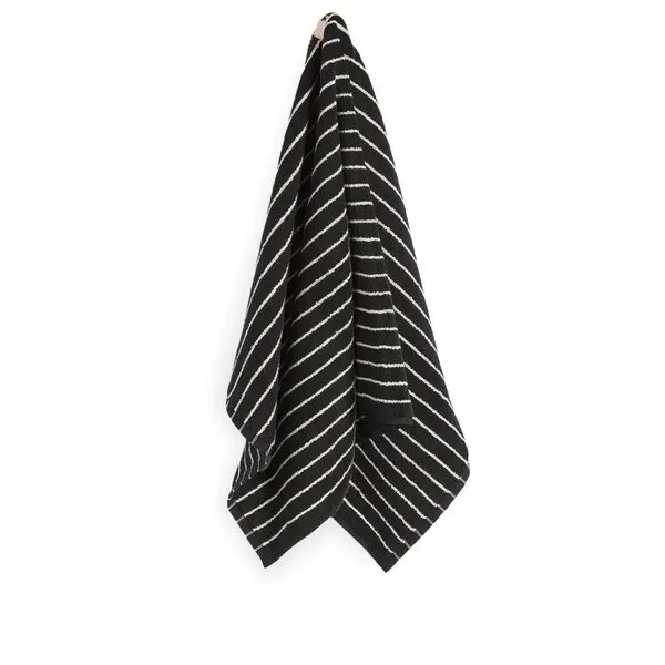 TEKLA Organic Terry Hand Towel - Black Stripes