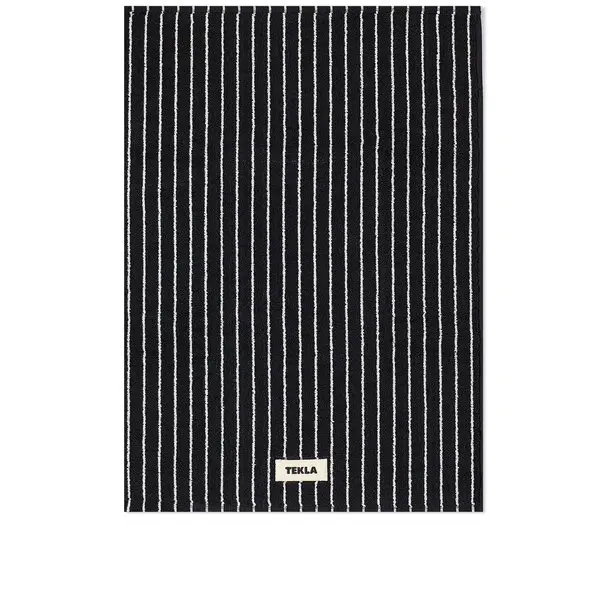 TEKLA Organic Terry Bath Mat - Black Stripes