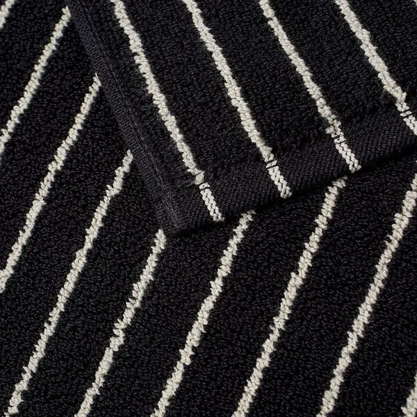 TEKLA Organic Terry Bath Mat - Black Stripes