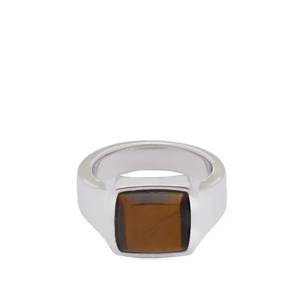 SERGE DENIMES Cushion Ring With Stone - Tigers Eye