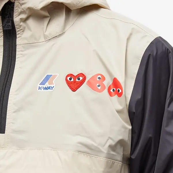 Play Comme Des Garcon X K-way Half Zip Block Colour Jacket