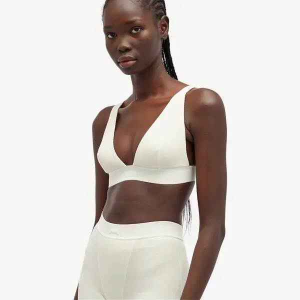 SKIMS Cotton Rib Plunge Bralette - Bone