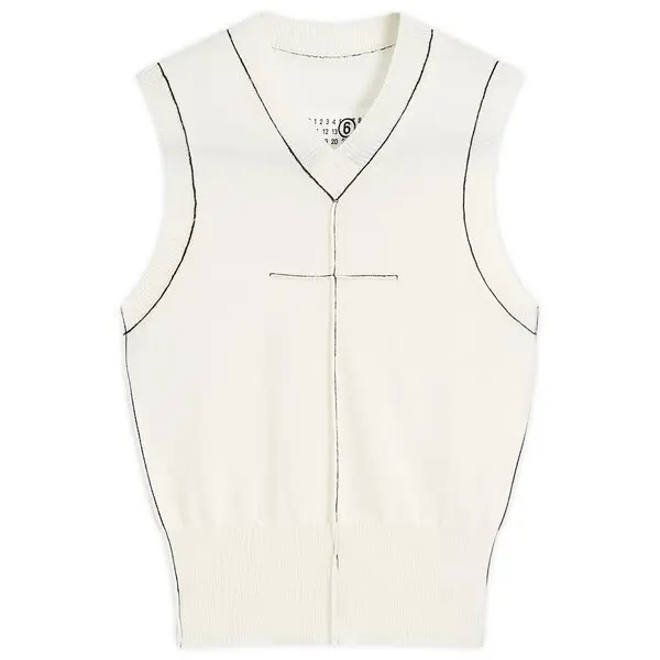 MAISON MARGIELA Knitted V-neck Vest - Off White