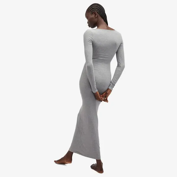 Skims Soft Lounge Long Sleeve Dress - Heather Grey | Editorialist