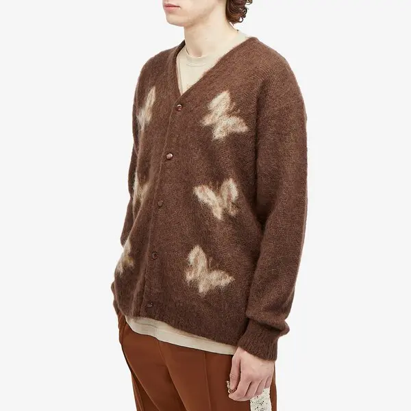 Needles X 'Rattan' Mohair Cardigan In Brown/Natural - 40% Off