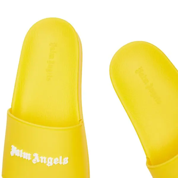 Palm Angels Classic Logo Pool Slides In Yellow - 60% Off  display picture 3