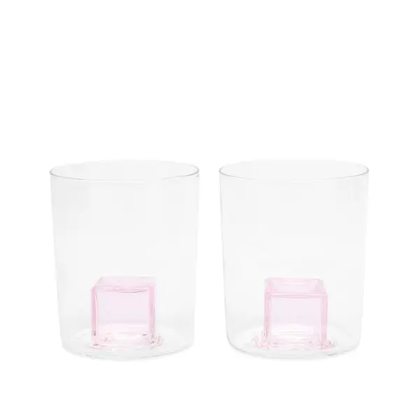MAISON BALZAC Pink Ice Goblets Set Of 2 - Clear/pink