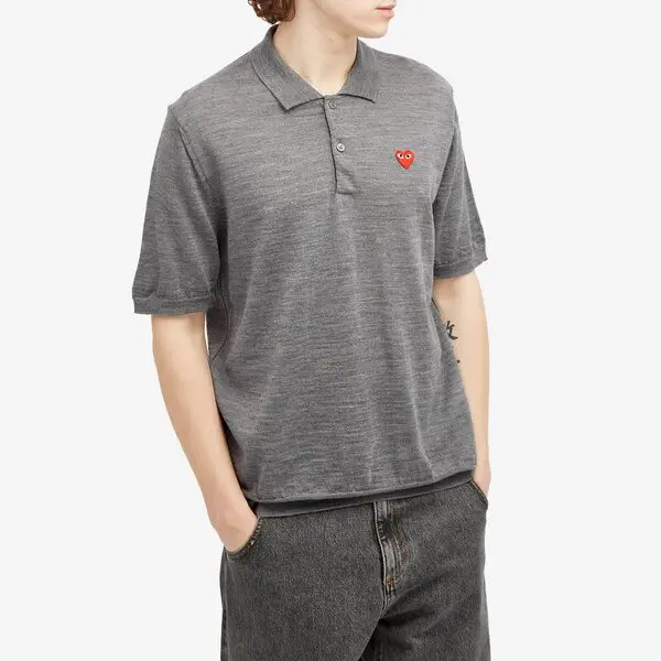 Play Comme Des Garcon Knit Polo Shirt - Grey