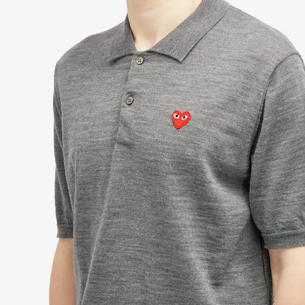 Play Comme Des Garcon Knit Polo Shirt - Grey