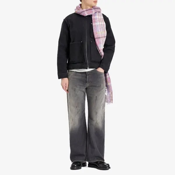 Acne Studios Volano Check Scarf - Violet Purple