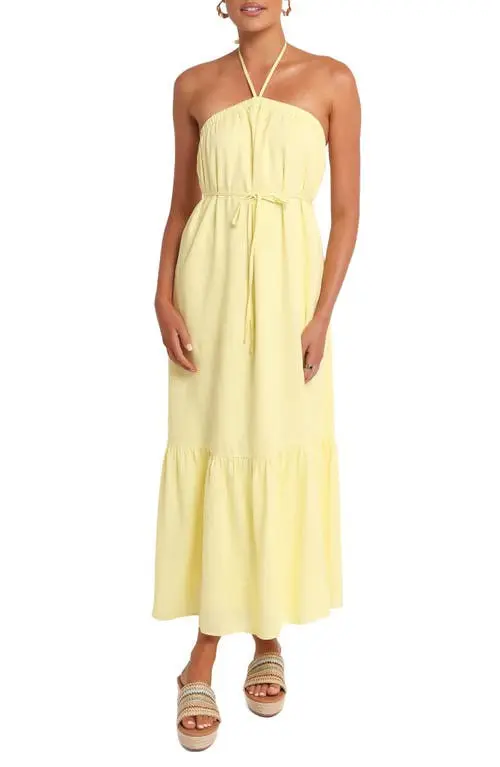 PETAL & PUP Halter Neck Maxi Dress - Lemon