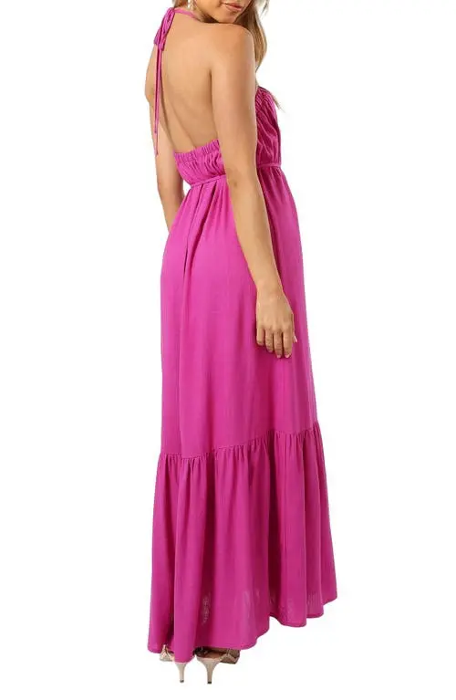 Petal Pup Halter Neck Maxi Dress In Magenta 60% Off Editorialist