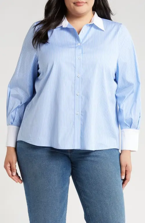 HARSHMAN Caris Shirt - Blue Pinstripes