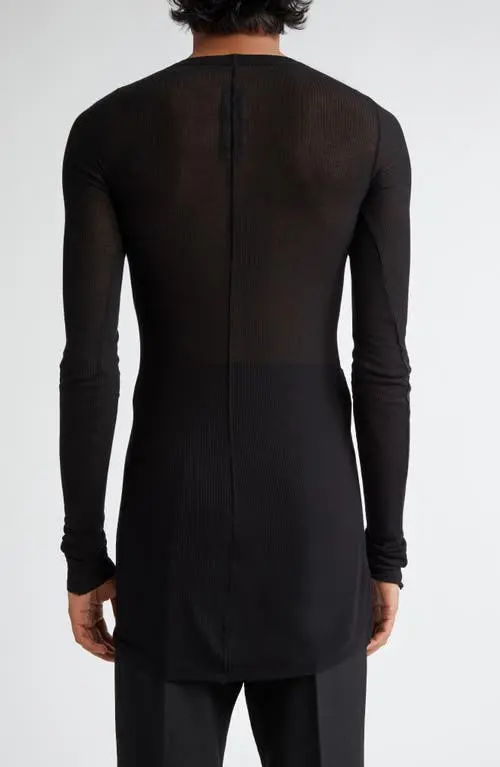 Rick Owens Rib Long Sleeve Sheer T-shirt - Black