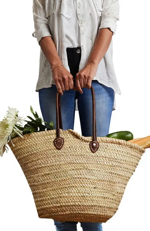 VERVE CULTURE Moroccan Shopping Basket - Leather Handle