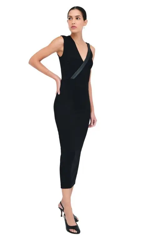 MARCELLA Carlton Asymmetric Sheath Midi Dress
