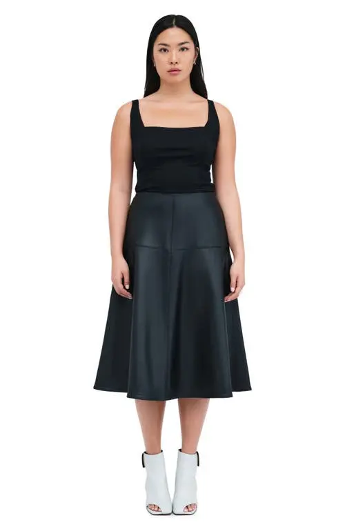 MARCELLA Lexi Faux Leather A-line Skirt - Black