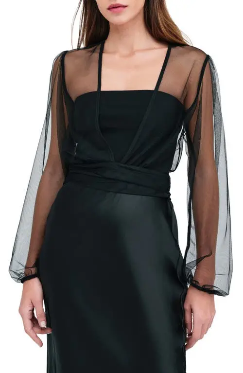 MARCELLA Verona Sheer Mesh Wrap Bolero - Black