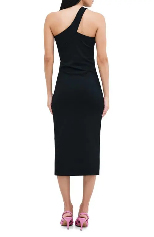 MARCELLA Cameron One-shoulder Ponte Midi Dress - Black