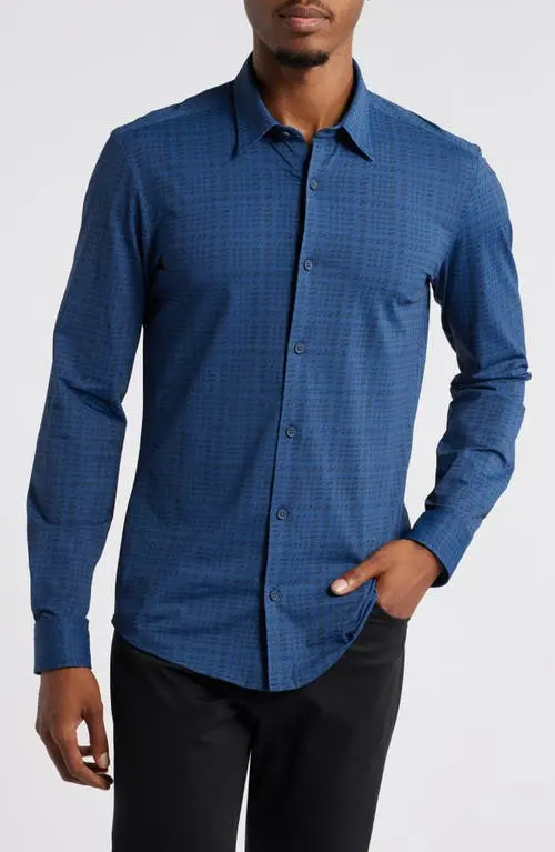 BOSS Print Button-up Shirt - Navy