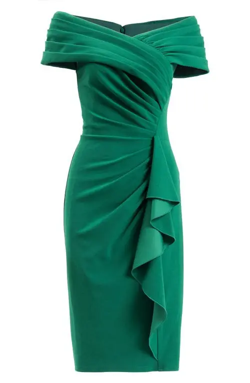 Tadashi Shoji Side Drape Sheath Dress - Bamboo