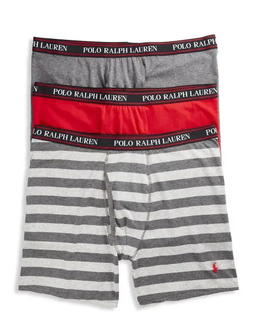 Polo Ralph Lauren 3-pk Classic Stretch Boxer Briefs - Red Charcoal Mlti
