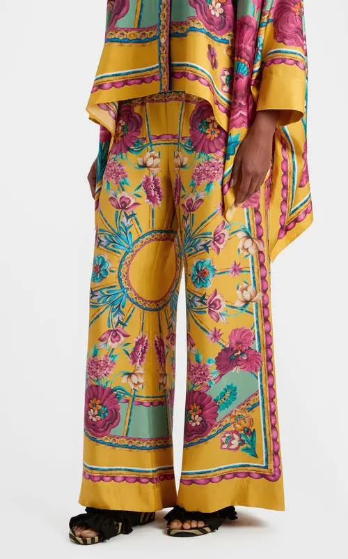 La DoubleJ Zodiac Print Palazzo Pants - Zodiac Placée Marigold