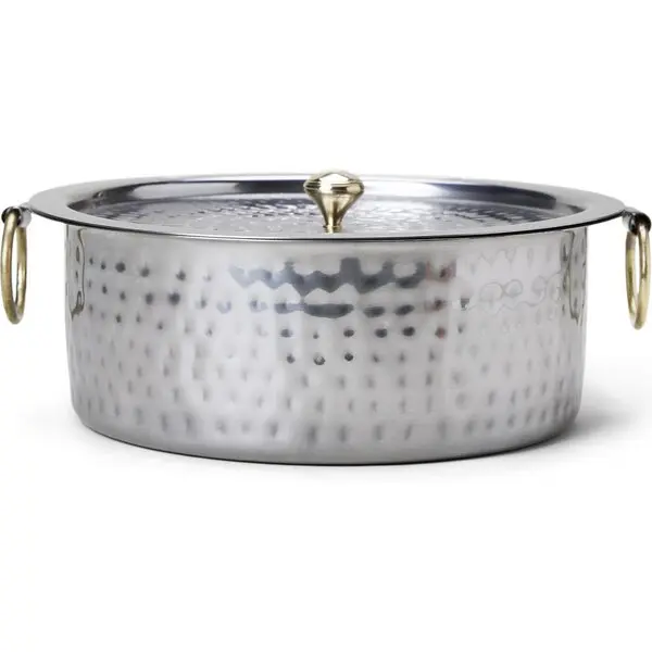 VERVE CULTURE Patilla Rolled Steel Pot With Lid And Brass Handles 9 - None