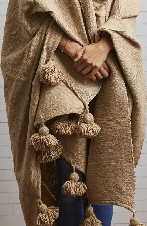 VERVE CULTURE Moroccan Cotton Blanket - Camel